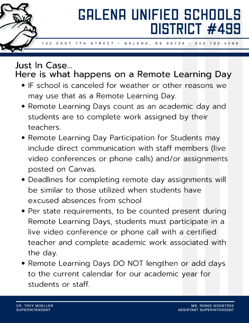 Galena USD 499 - Remote Learning Guidelines